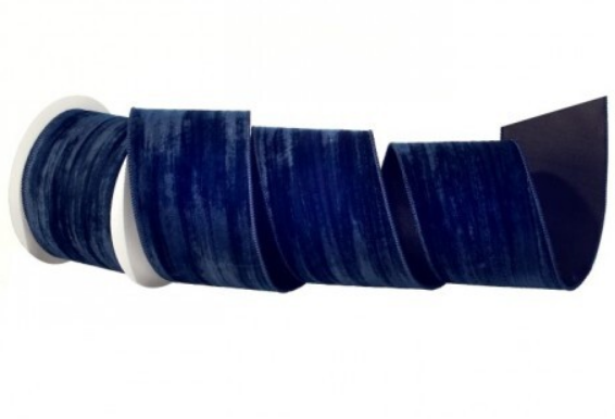 2.5" x 10 YDS Crush Wave Velvet Midnight Blue Ribbon – Bella B Decor